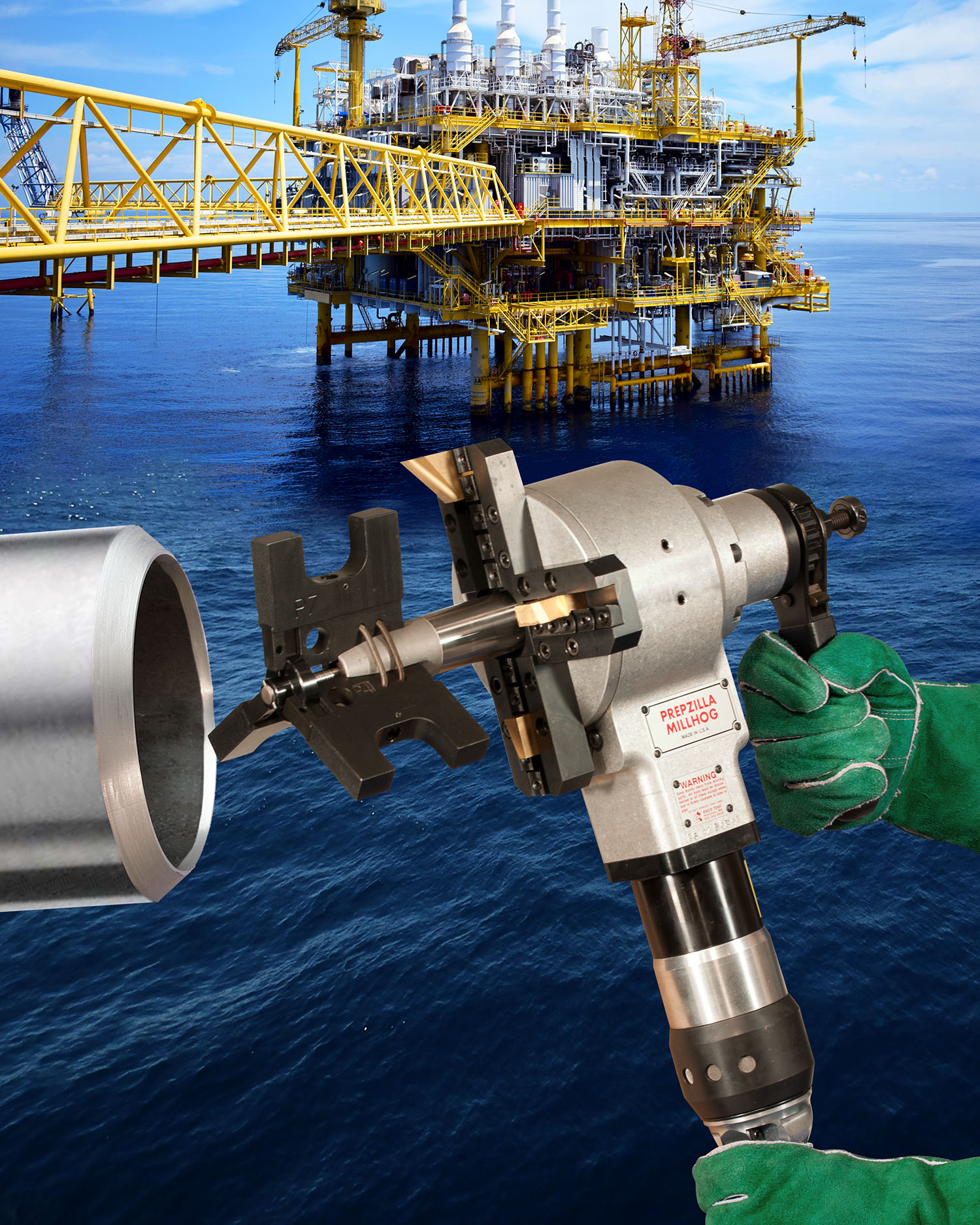 Esco Tool's Prepzilla MILLHOG® I.D. Clamping End Prep Tool Produces Consistent Welding End Preps